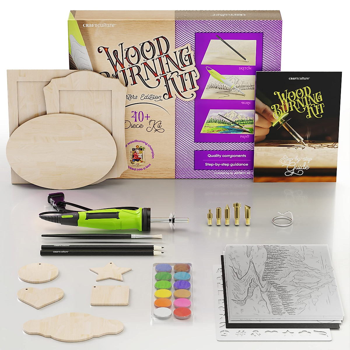 Craft Culture Beginners Wood Burning Kit for Kids and Teenage Boys & Girls Cool Gifts for Boy or Girl Craft Projects Gift Idea for Older Children Teen Woodburning DIY Hobby Kits Art Crafts Activities