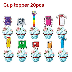 number birthday party supplies balloon cake topper blocks plates fork spoon birthday decoration for kids