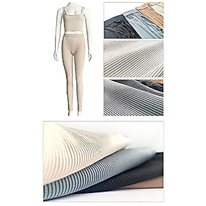 LICOBOD Casual Workout Sets 2 Piece Outfits for Women Ribbed Crop Tank Top High Waist Yoga Leggings Lounge Wear Tracksuit