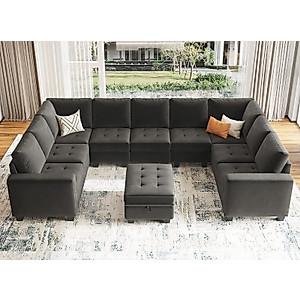 Belffin Velvet Corner Seat Module for Modular Sectional Sofa Couch Corner Sofa Couch Chair Grey