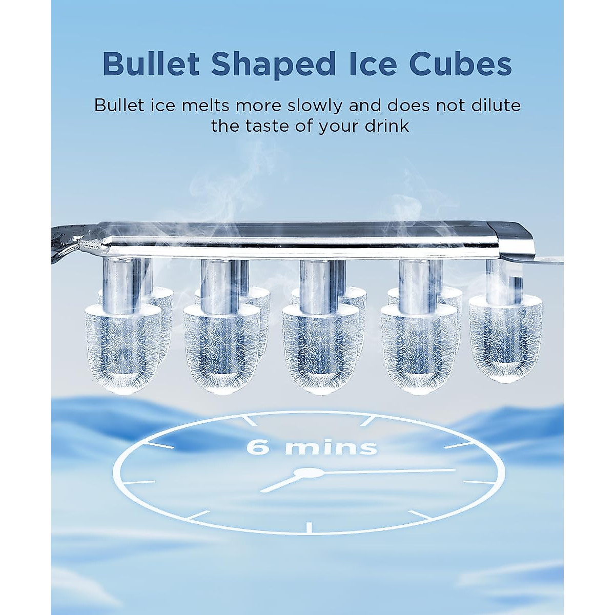 COWSAR Ice Maker Countertop, Stainless Steel Portable Ice Maker Machine with Self-Cleaning, 26.5lbs/24Hrs, 6 Mins/9 Pcs Bullet Ice, Perfectly for Home Use, Gift