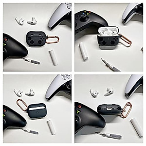 Oasiland Case Compatible with Airpods Pro (2nd Generation) and Airpods Pro (1st Generation), Gaming Controller Style Case with Key Chain Soft Silicone Protector 3D Fashion Cartoon (Black)