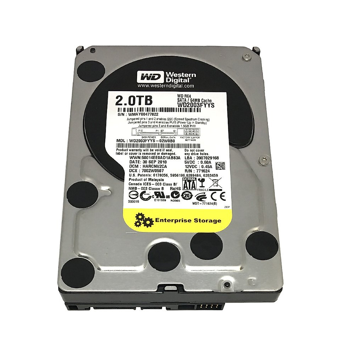 Western Digital RE4 WD2003FYYS 2TB 7200RPM 64MB Cache SATA 3.0Gb/s 3.5in (Enterprise Grade) Internal Hard Drive (Renewed)