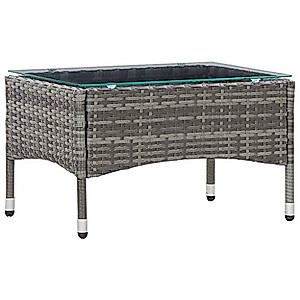 Higsose Coffee Table Gray 23.6"X15.7"X14.2" Poly Rattan，Dining Table，Living Room Tables，Pedestal Coffee Table，Tiny Coffee Table，Bar Table，Coffee Tables for Living Room