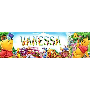 Winnie the Pooh - Personalized Birthday Name Poster with Custom Name On it, Border Mat and Frame Options