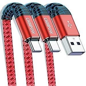 USB A to Type C Cable, Cabepow [2Pack] 10Ft Extra Long Fast Charging 10 Feet USB Type C Cord for Samsung Galaxy A10/A20/A51/S10/S9/S8, 10 Foot Type C Charger Premium Nylon Braided USB Cable -Red