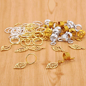 200 Pcs Loc Hair Jewelry for Braids, Metal Gold and Silver Hair Charms for Women, Hair Beads Rings Cuffs Dreadlocks Accessories Decoration