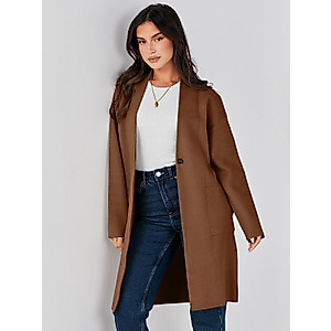 ANRABESS Women's 2023 Cardigan Coat Long Sleeve Open Front Knit Casual Coatigan Sweater Classy Trendy Clothes Spring Going Out Jacket Outwear B1123jiaotang-M, Caramel