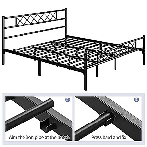 Yaheetch California King Metal Platform Bed Frame Mattress Foundation with Headboard and Footboard, No Box Spring Needed, Under-Bed Storage, Metal Slat Support, Black