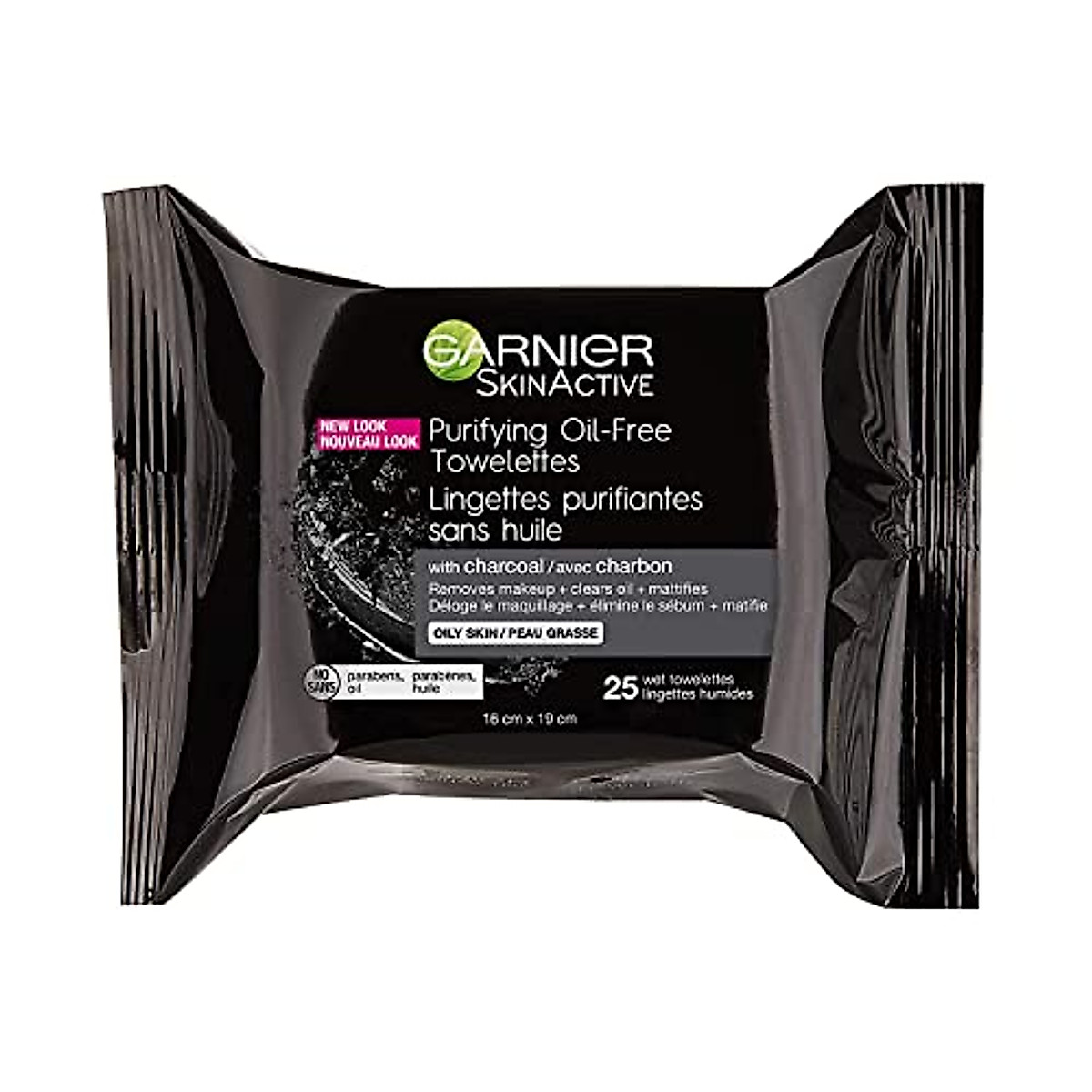 Garnier Skinactive Clean + Purifying Oil-Free Towelettes 25 Count (3 Pack)