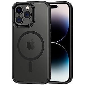 CACOE Magnetic Case for iPhone 14 Pro 6.1 inch-Compatible with MagSafe & Magnetic Car Phone Mount,Anti-Fingerprint TPU Thin Phone Cases Cover Protective Shockproof (Matte Black)