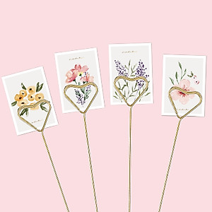 YUXIANLB Floral Card Holder Heart Metal Card Clip Stand Flower Bouquet Accessories 20Pcs Floral Supplies Photo Love Clip Sticks for Wedding Birthday Cake Party Table Number Menu Note Memo Arrangement