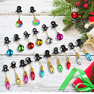 26 Pieces Light Up Beard Ornaments, 4 Pieces Beard Lights Beard Bauble Ornaments, 12 Pieces Sounding Bells,10 Pieces Colorful Water Drop Facial Hair Baubles, Christmas New Year Festival Gift