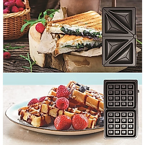 Total Chef 4-in-1 Waffle Maker, Indoor Grill, Sandwich Maker, Panini Press, Electric Griddle, Toaster, Removable Non-Stick Cast Iron Plates, Perfect for Grilled Cheese, Breakfast, Omelets