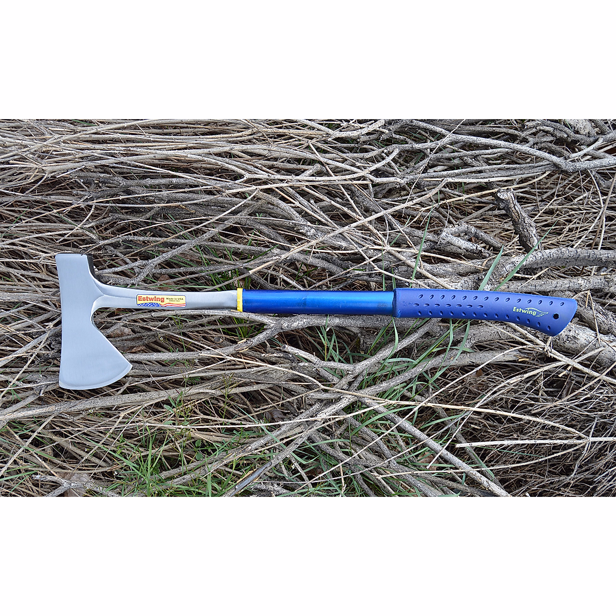 ESTWING Camper's Axe - 26" Wood Splitting Tool with All Steel Construction & Shock Reduction Grip - E45A