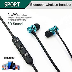 Giroy Bluetooth Headphones Wireless Earbuds 4.2 Magnetic Bluetooth Earphones Lightweight Earbuds with Mic for in-Ear Earphones Sports Blue