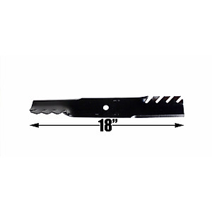 USA Mower Blades (6 MB022BP Toothed High-Lift for Bad Boy 038000300 Jacobsen 390665 Length 18 in. Width 2-1/2 in. Thickness .203 in. Center Hole 5/8 in. 36 in. 52 in. 54 in. Deck