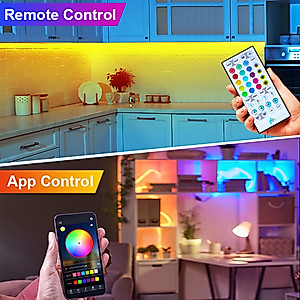 maylit 8 PCS RGB Under Cabinet Lighting Kit, App and Remote Control Led Strip Lights, Music Sync Color Changing Led Lights with ETL Listed Power Adapter, for Cabinet, Counter, Shelf, Bookcase, 13ft