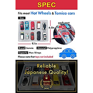 Someie Hot Wheels Tomica Car Organizers and Transparent Storage Carrying Box Max 10 Cars Capacity Display case Japan Made Durable and Safe (Box only)
