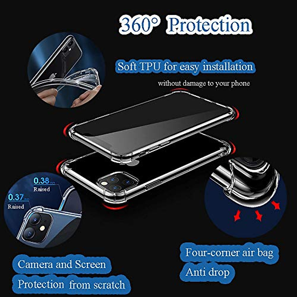 AnNengJing Custom iPhone 11 6.1 in Cases Soft TPU Bumper Crystal Clear Shock Absorbing Cover Personalized Photo Phone Cases for iPhone 11 6.1"