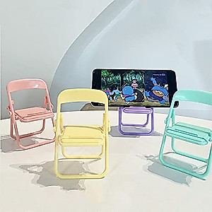 Mini Candy Color Creative Foldable Cute Chair Smartphone Holder Desktop Portable Cell Phone Stand Compatible with All Mobile Phones/Phone/Pad/Tablet/E-Readers/Huawei, Samsung, Xiaomi (Purple)