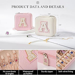 Parima Travel Jewelry Box for Girls Fashion - Travel Jewelry Case Organizer, Small Jewelry Organizer Box | Mini Jewelry Travel Case Jewelry Box Jewelry Organizer - Letter R, Pink