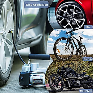 2PCs Air Inflator Hose Adapter Convert Twist On Connection to Lock On Connection, Locking Air Chuck with Air Hose and Standard Tire Valve Fine Thread