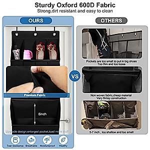 Yteseery 2 Pack Door Shoe Rack with Large Deep Pockets, Hanging Shoe Organizer for Narrow Door, Over The Door Shoe Organizer for Dorm, Door,Closet Door RV, Black