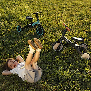 newyoo Toddler Bike, Toddler Tricycle for 1-3 Year Olds, 3 in 1 Balance Bike, Trike with Safety Belt & Backrest, Gift & Toys for Boys & Girls, TR001 (Dark Grey)