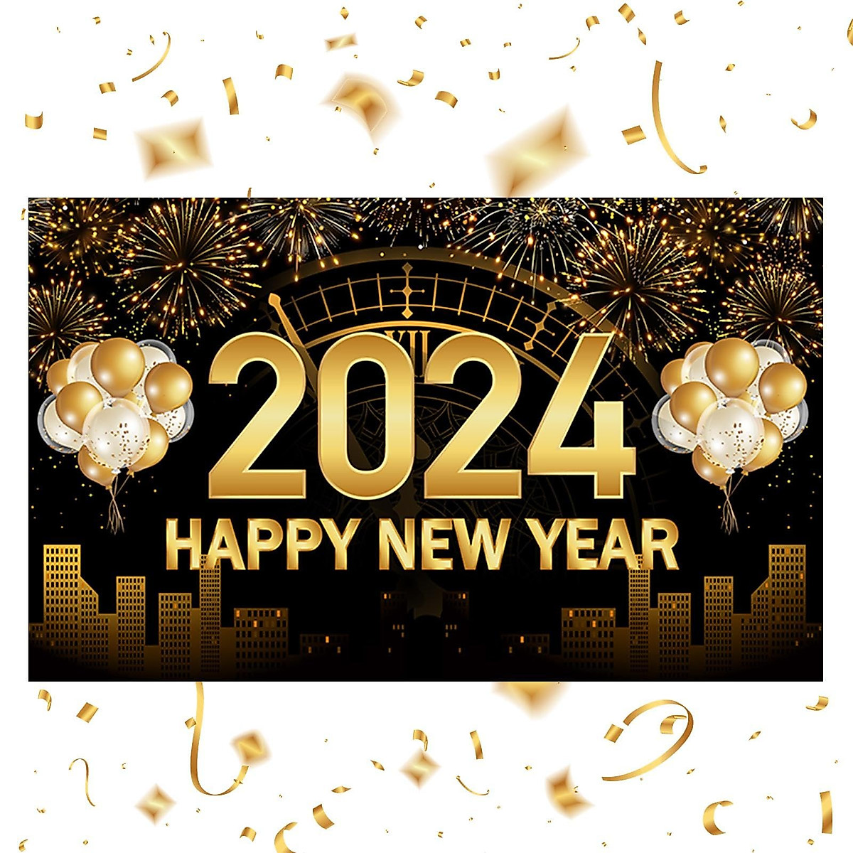 2024 Happy New Year Backdrop Happy New Year Background Cloth Happy New Year Banner New Year Party Decoration Family Party Photo Background
