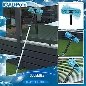 26ft Window Squeegee with Extension Pole, Window Cleaner Tool with 5-Stage Telescoping Pole, Window Cleaning Kit with 5-20ft Pole & Microfibre Cloths & Blades Replacement & Angle Adapter
