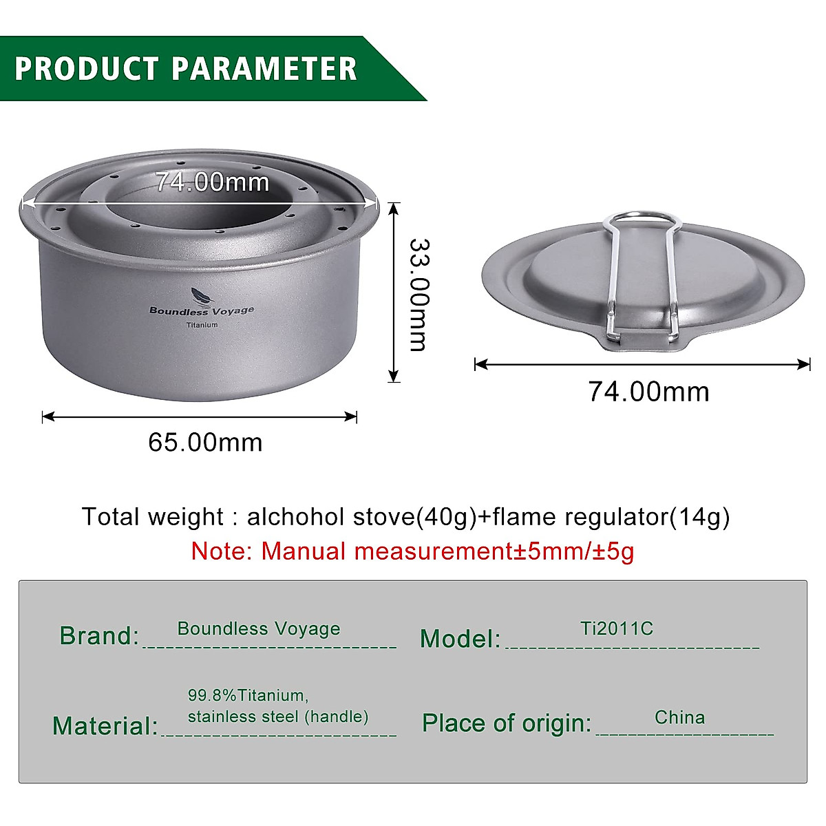 Boundless Voyage Titanium Alcohol Stove Spirit Burner with Fire Cover Outdoor Wood Stove with Stands Brackets Camping Multi-Fuels Ultralight Backpacking Stove (Stove Only)