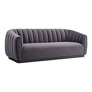 TOV Furniture Arno Collection Velvet Livingroom Sofa, Grey