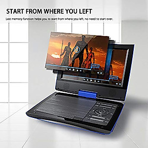 SUNPIN 11" Portable DVD Player for Car and Kids with 9.5 inch HD Swivel Screen, 5 Hour Rechargeable Battery, Dual Earphone Jack, Supports SD Card/USB/CD/DVD, with Extra Headrest Mount Case (Blue)