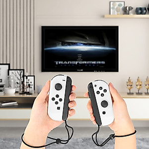 FANPL Protective Case for Nintendo Switch & Switch OLED Joy Con, Transparent Clear Joycon Joystick Cover with 6 Thumb Grip Caps, Soft Jon Con Controller TPU Shell Feel Comfortable, Easy Installation