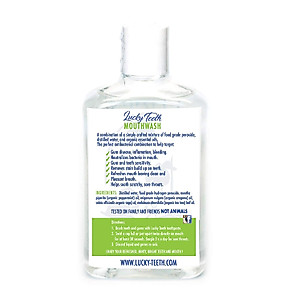 Lucky Teeth Organic Food Grade Peroxide MouthWash - Plus WHITENING - Whitens, Refreshes. Food Grade Peroxide + Essential Oils.