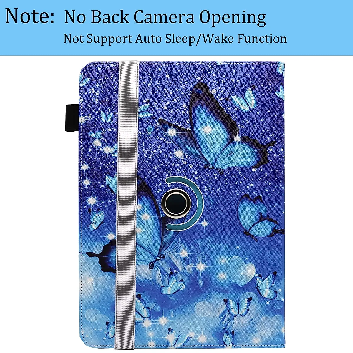 Universal 8 Inch Tablet Case, Universal 7 Inch Tablet Case, Viclowlpfe Multi-Angle Viewing Rotating Stand Wallet Case for 7.0-8.5 Inch Tablet, Blue Butterfly