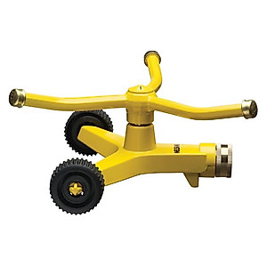 Nelson Three-Arm Square Pattern Spray Whirling Sprinkler with Metal Wheel Base 50231