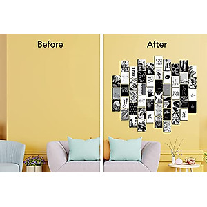 KOLL DECOR Black and White pictures for wall decor - 50 Set 4''x6'' Prints Black and White collage kit Room Collage Decoration Aesthetic Wall Collage Kit for Teen Girls