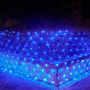 OYCBUZO 300LED Blue Net Lights,14.8ftx5ft 8 Modes Connectable Christmas Mesh Lights, Indoor and Outdoor Fairy String Lights Plug in for Halloween Thanksgiving Bushes Tree Party Garden - Blue