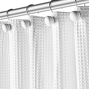 Creative Scents White Shower Curtain Hooks - Set of 12 White Shower Curtain Rings for Bathroom Shower Rod - Decorative Shower Hooks for Shower Curtain - Sturdy Easy to Glide Shower Rings for Curtain