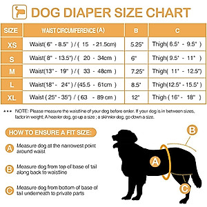 3 Pack Avont Washable Female Dog Diaper with Suspender, Reusable Girl Doggie Diapers for Small Medium Large Doggy in Heat Cycle Period Incontinence -L