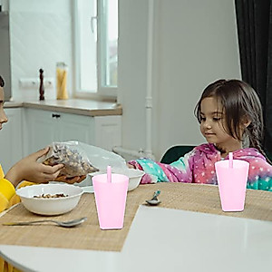 MAGICLULU 4Pcs Cup with Built in Straw Plastic Water Sippy Cups Containers Milk Straw Drinking Cups for Kids (Random Color)