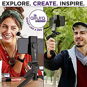 Altura Photo Tripod for iPhone - Phone Stabilizer & Cell Phone Tripod w/Ergonomic Stable Grip - 360 Degree Rotating Phone Holder iPhone Tripod Stand - Stocking Stuffers iPhone Tripod