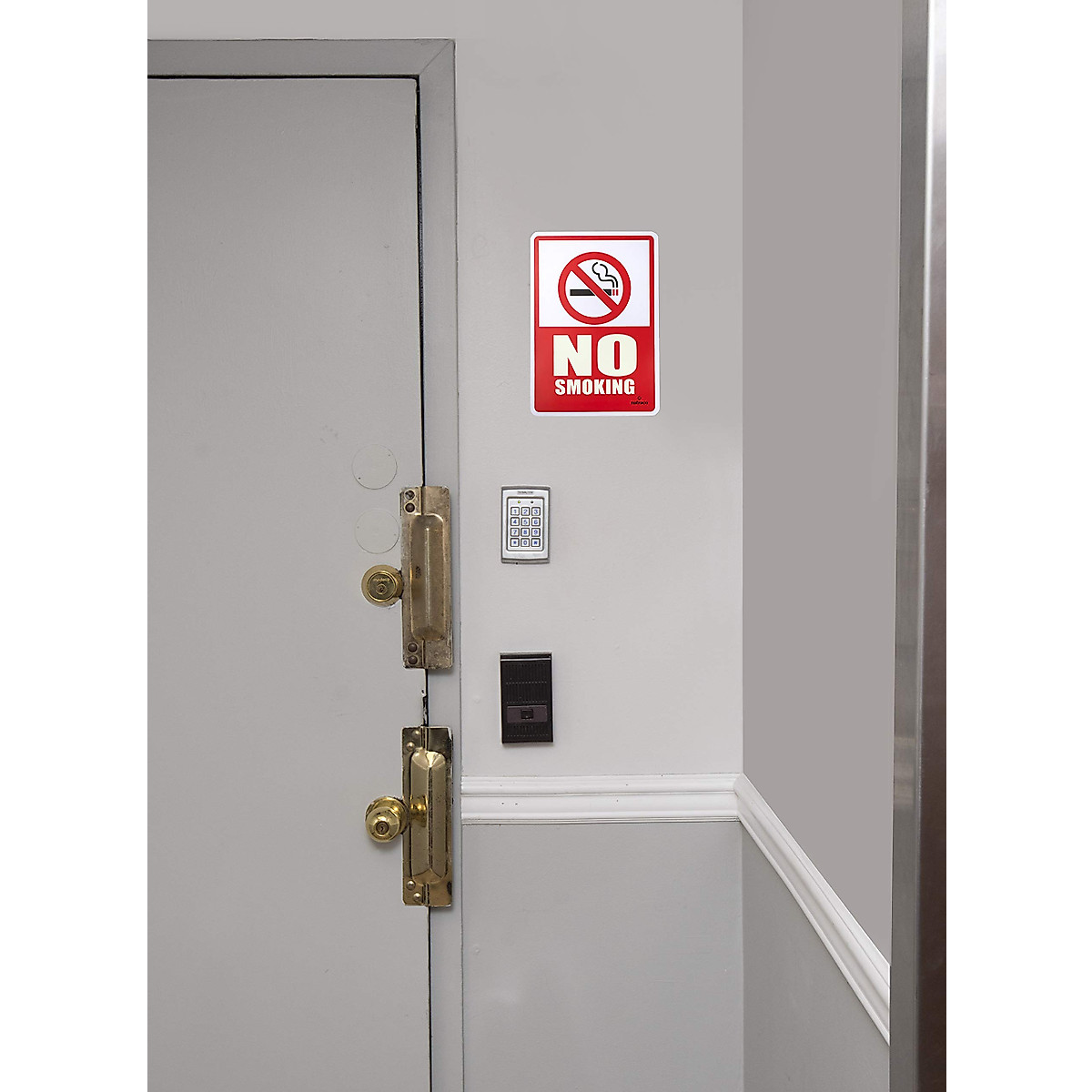 No Smoking Sign, Self-Adhesive, Glow-In-The-Dark (Pack of 4) 10 X 7 Inches, Long-Lasting Waterproof, For Indoor/Outdoor Home or Business by natraco Red