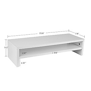 BEYGORM Monitor Stand Riser, 2 Tiers Screen Stand for Laptop Computer/TV/PC/Printer, Multifunctional Desktop Organizer 21.6L x 7.8" W x 5.2" H (White)