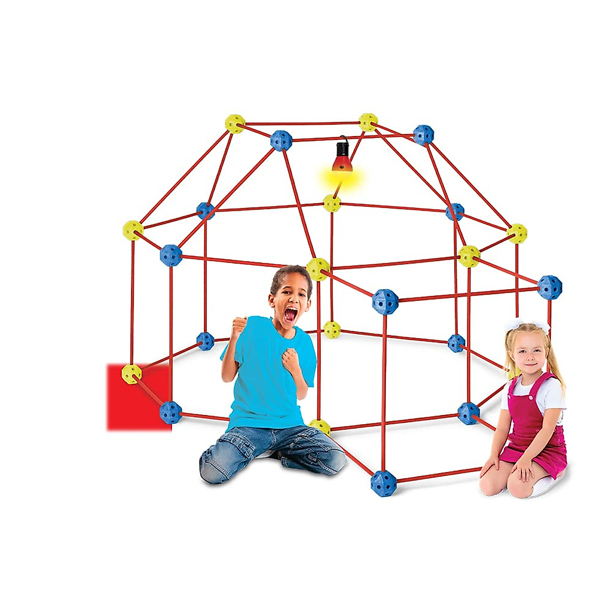 D.I.Y. CLUBHOUSE Fort Building Kit for Kids | 90 Pieces Educational Learning Toy and Creative Fort Toy for 5 Years and up STEM Building Toys DIY Castles Play Tent for Both Indoor and Outdoor