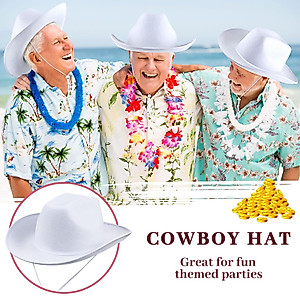 Zhanmai 12 Pack Bulk Cowboy Hat for Adult Wide Brim Plain Western Cowgirl Hat Costume Texan Country Cowboy Hat for Women Men (White)