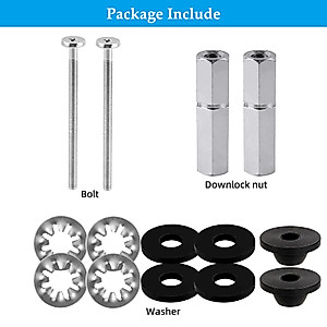 Hibbent 2 PCS Universal Toilet Seat Bolts Kit, Heavy Duty Stainless Steel Toilet Bolts with Extra Long Downlock Nuts Rubber Washers Gaskets, Easy to install -Bathroom Toilet Repair Screw