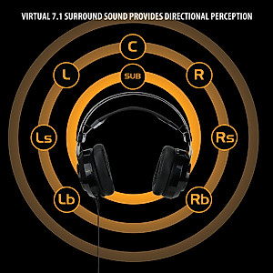 ENHANCE Scoria USB Gaming Headset with Noise Cancelling Mic, 7.1 Surround Sound, Bass Vibration, LED Lighting & In-Line Controls - Gaming Headphones for PC, Laptop, PS5, PS4 - TeamSpeak Certified